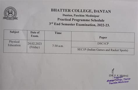 Practical Examination Schedule Of Ug 3rd Semester Examination 2022