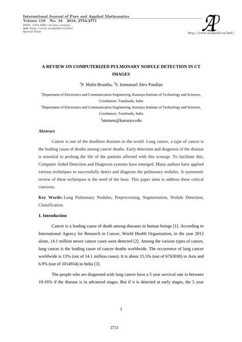 Pdf A Review On Computerized Pulmonary Nodule Detection Dokumentips