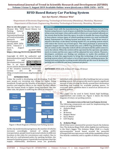 Rfid Rotary Car Parking System Design And Prototype