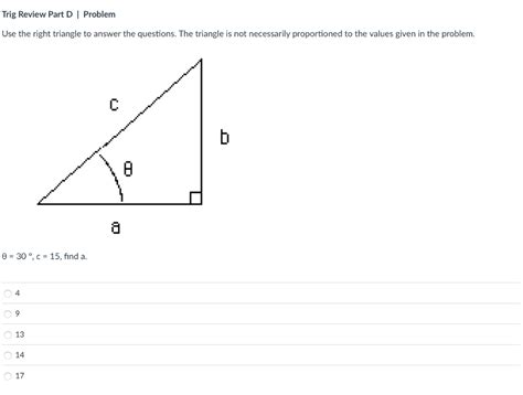 Solved Trig Review Part A Problem Use The Right Triangle To Chegg Com