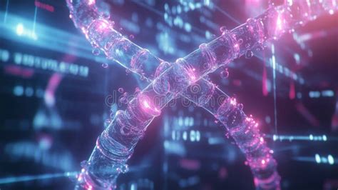 Abstract Representation Of Dna Strands Intertwined With Digital