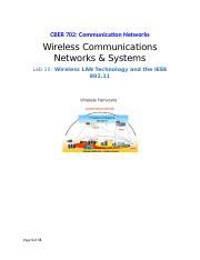 Lab 10 Manual Wireless LAN Technology And The IEEE 802 11 Docx CBER 702 Communication