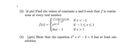 Solved Pts Find The Values Of Constants A And B Such Chegg Com