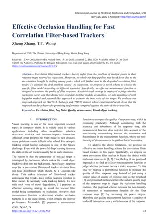 EffectiveOcclusion Handling For Fast Correlation Filter Based Trackers