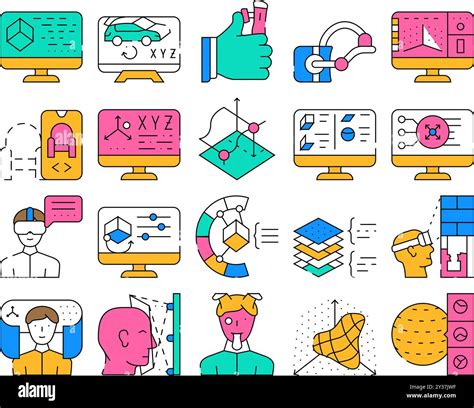 Vr Designer Occupation Collection Icons Set Vector Stock Vector Image And Art Alamy