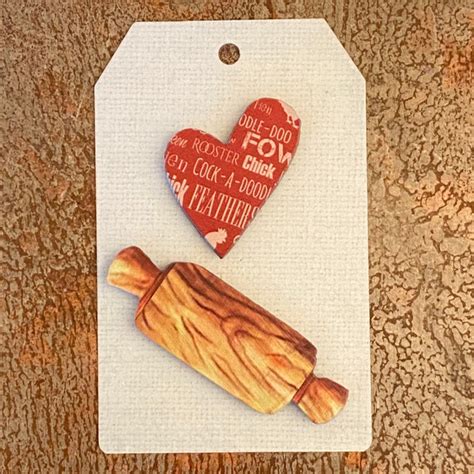 Rolling Pin Heart Mini Magnet Cut N Rust