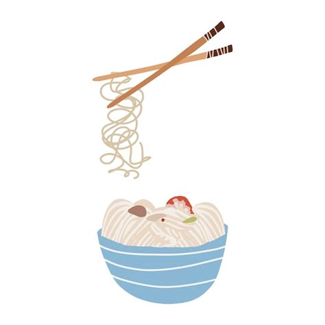 Premium Vector Wok Noodles With Chopsticks Asian Chinese Japanese