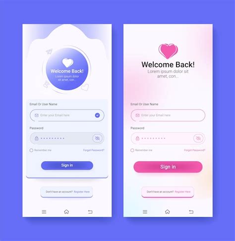 Premium Vector Vector Ui Design Login Page Template 2 Variations Set