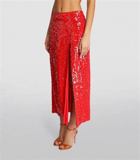Womens Lapointe Red Sequinned Midi Skirt Harrods Countrycode