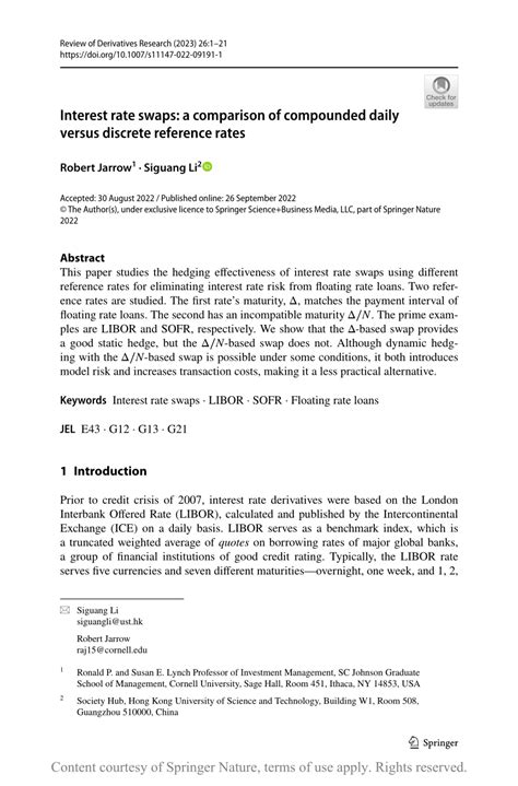 Interest Rate Swaps A Comparison Of Compounded Daily Versus Discrete