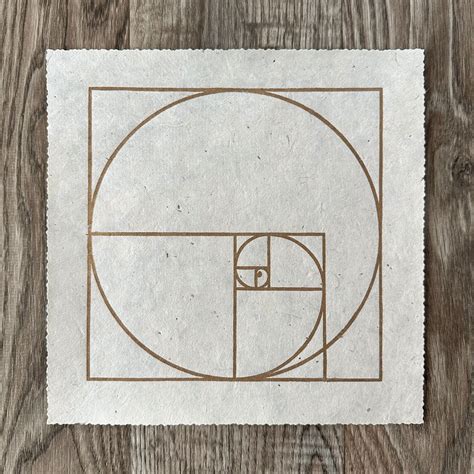 Sequenza Di Fibonacci 22 X 22 Cm Stampa Linoleografia Geometria Sacra Orobianco Naturale