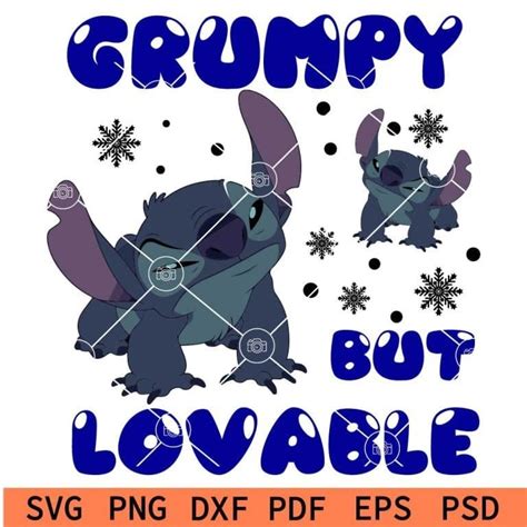 Grumpy But Lovable Stitch Svg Stitch Grumpy But Lovable Svg Stitch With Snowflakes Svg