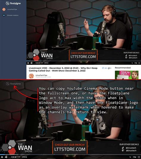 Floatplane Cinema Mode Idea R Linustechtips