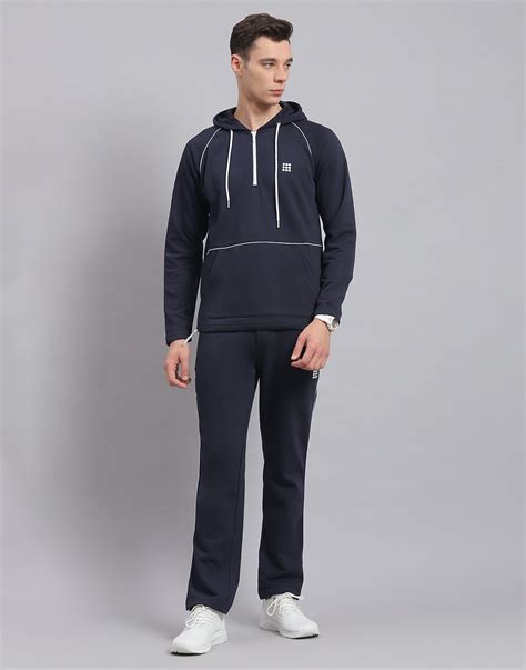 Buy Rockit Navy Blue Solid Hooded Full Sleeve Tracksuit Online In