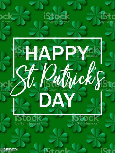 성 패 트 릭의 날 녹색 클로버 벡터 배경입니다 아일랜드 기념일 축 하 3월에 대한 스톡 벡터 아트 및 기타 이미지 3월 St Patricks Day 계절