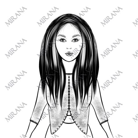 Девушка раскраска принт для печати цифровой рисунок Милена