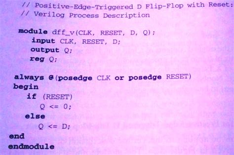 Positive Edge Triggered D Flip Flop With Reset Verilog Process
