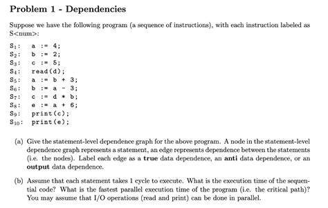 Problem 1 Dependencies Suppose We Have The Chegg Com