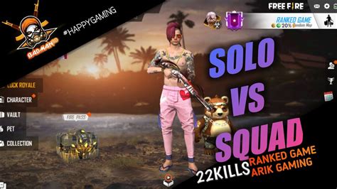 👻solo Vs Squad Ranked Game Free Fire ᴮᴹ•ツaʀɪᴋ࿐ 2019 Youtube