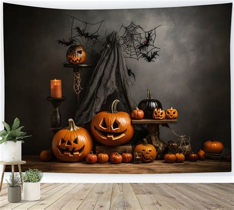 Halloween Dark Pumpkins And Spider Webs Backdrop Brp8 212 Dbackdrop