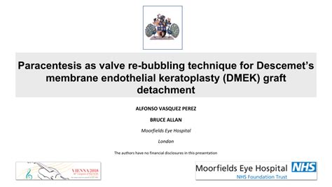 Pdf Paracentesis As Valve Re Bubbling Technique For Descemets