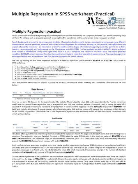 Multiple Regression Practical Pdf Coefficient Of Determination Regression Analysis