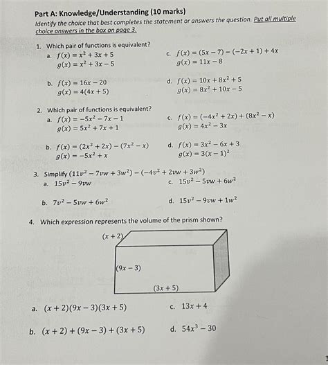 Solved Part A Knowledge Understanding 10 Marks Identify Chegg