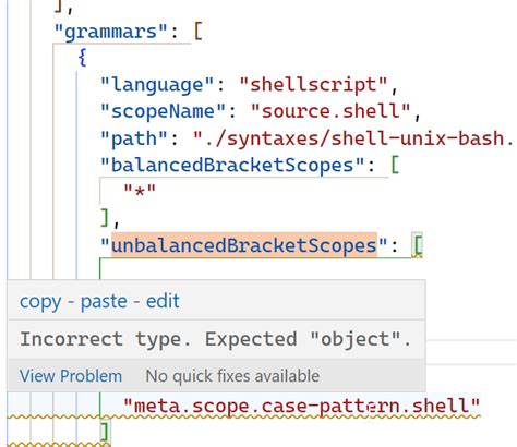 Incorrect Type Expected Object For Unbalancedbracketscopes · Issue
