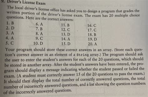 Solved Java Code Pseudocode And Flowchart 9 Drivers License Exam The Course Hero