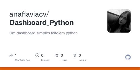 Github Anaflaviacvdashboardpython Um Dashboard Simples Feito Em Python