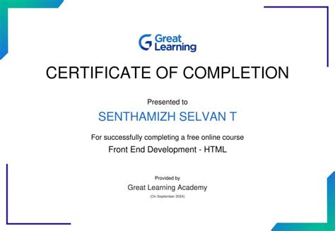 Completed Html Course And Became A Frontend Developer Tsenthamizh