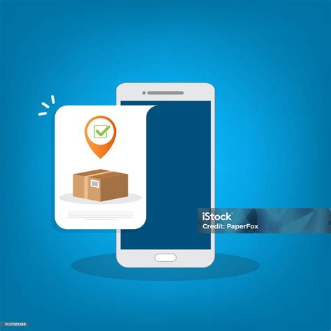 휴대 전화에 배달 프로세스 알림 특급 배달 택배 비접촉식 및 주문 연석 픽업 벡터 일러스트 레이 션 감시에 대한 스톡 벡터 아트 및 기타 이미지 Istock