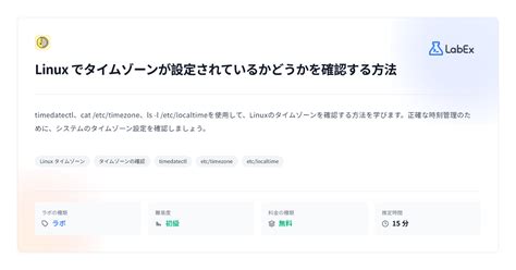 Linux でタイムゾーンが設定されているかどうかを確認する方法 Labex