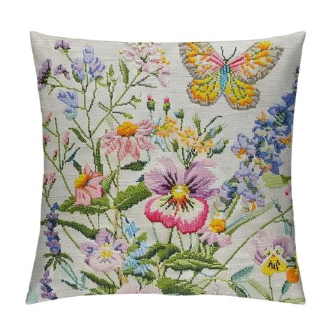Nawypu Spring Pillow Coversfloral Butterfly Decorations Seasonal