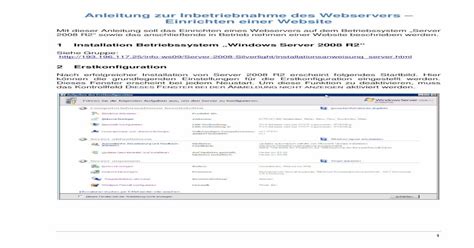 Pdf Anleitung Zur Inbetriebnahme Des Webservers Einrichten · 12 3