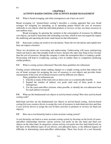 Chapter 5 Activity Based Costing And Activity Based Management Cost