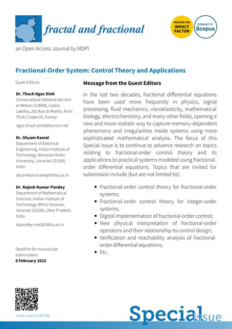 Pdf Special Issue Fractional Order System Control Theory And Applications Mdpi