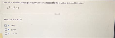 Solved Determine Whether The Graph Is Symmetric With Respect