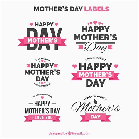 Colección De Pegatinas Retro Del Día De La Madre Vector Gratis