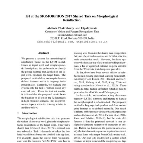 Isi At The Sigmorphon 2017 Shared Task On Morphological Reinflection Acl Anthology