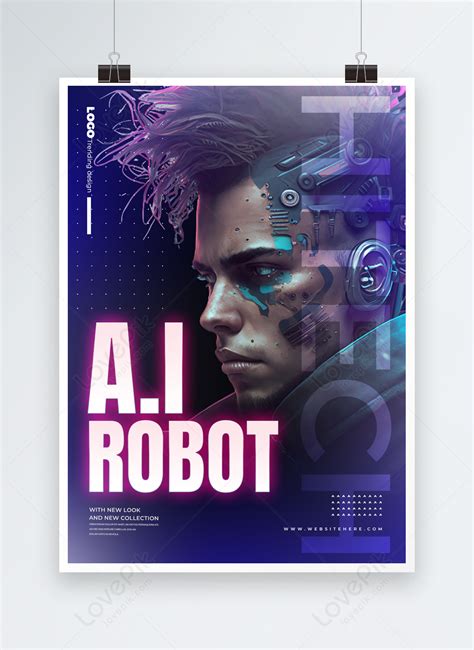Robot High Tech Artificial Intelligence Cyberpunk Poster Template Image