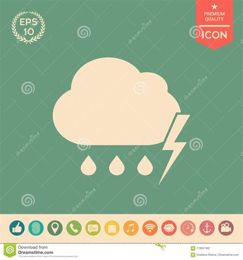 Cloud Thunderstorm Lightning Rain Icon Stock Vector Illustration Of