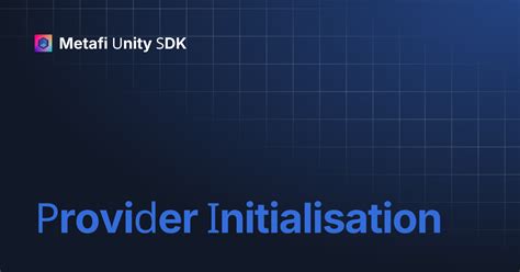 Provider Initialisation Metafi Unity Sdk