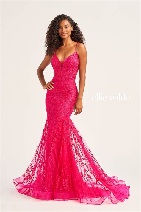 Strawberry Ellie Wilde Ew35221 Mermaid Long Formal Beaded Prom Dress