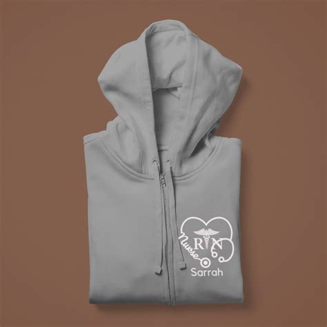 Monogrammed Nurse Full Zippered Jacket Sweatshirt Personalized Nurse