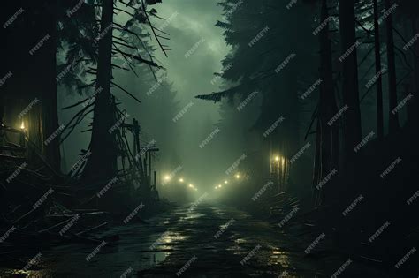 Premium Photo Spooky Foggy Forest Background