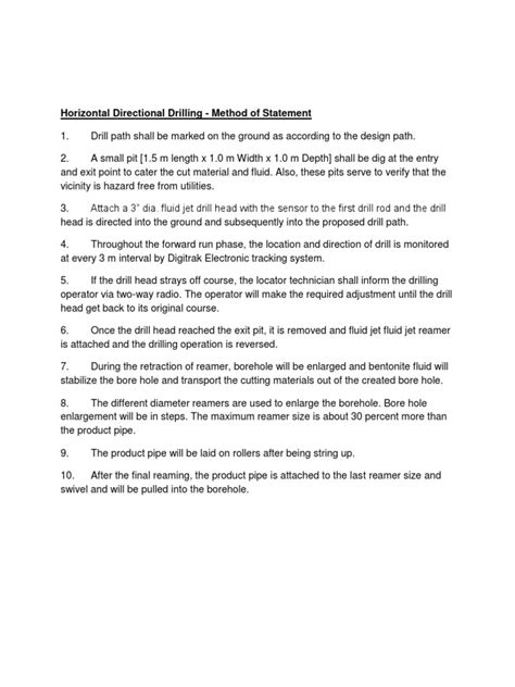 Hdd Method Of Statement Pdf