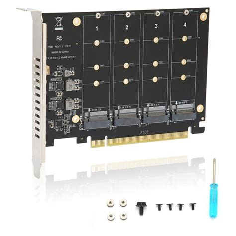 4 Port M2 Nvme Ssd To Pcie X16m Key Hard Drive Converter Reader