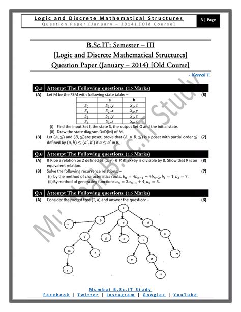 [question Paper] Logic Discrete Mathematical Structures Old Course [january 2014] Pdf