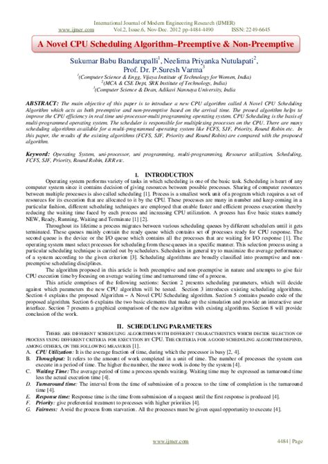 Pdf A Novel Cpu Scheduling Algorithm Preemptive And Non Preemptive